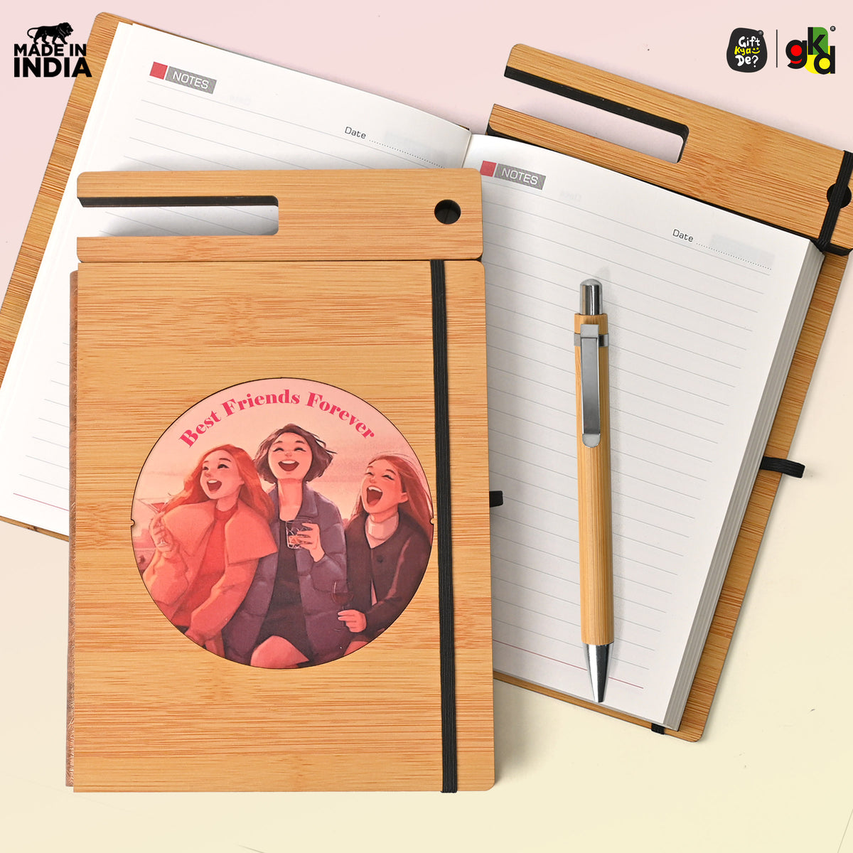Wooden Diary with Mobile & Pen Stand | Customized Printed Photo/Logo o ...