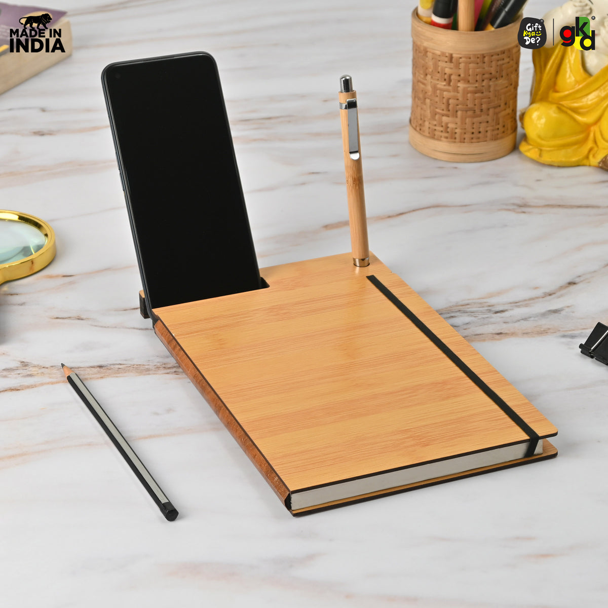 Wooden Diary with Mobile & Pen Stand | Gift For Corporate & Personal ...
